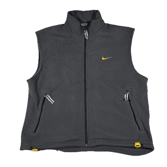 Nike | Jackets & Coats | Vitg Y2k Nike Mens Large Vest Gray Fleece Full ...